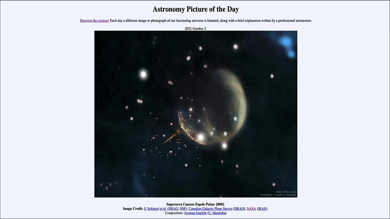 2022 October 02 - Supernova Cannon Expels Pulsar J0002 - YouTube