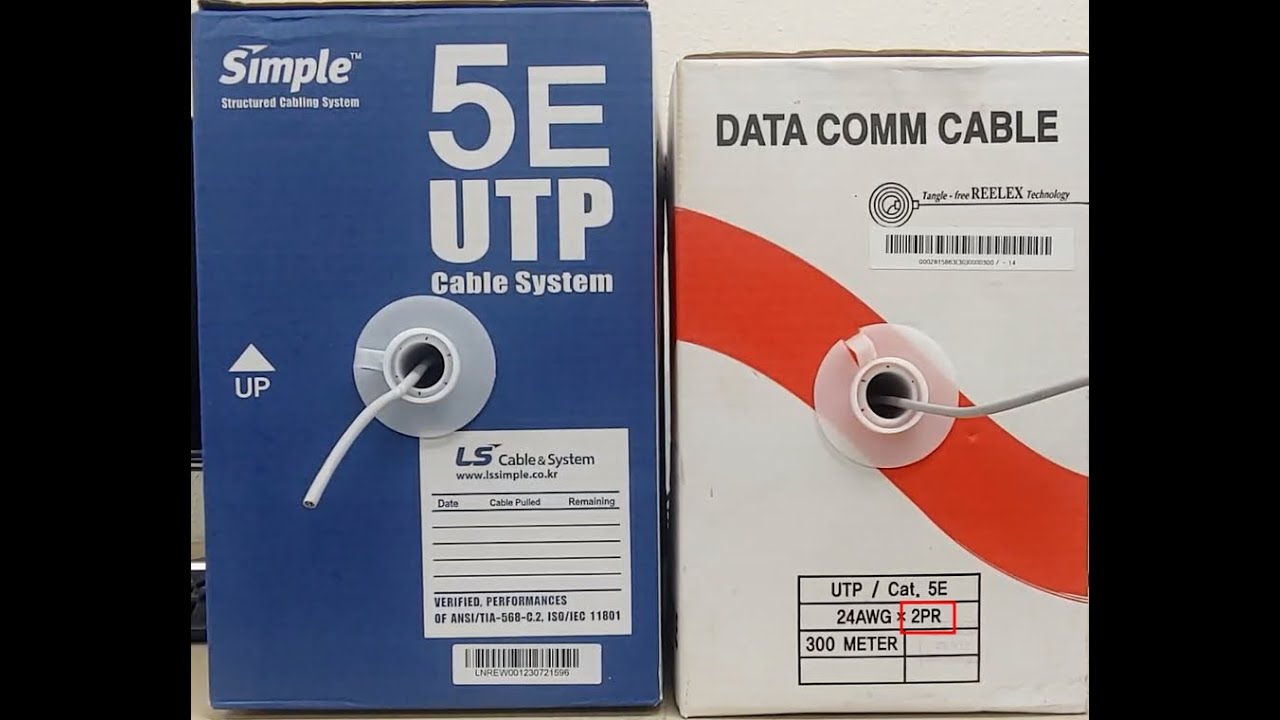 UTP 케이블의 종류 #CAT5E #4P #2P #4가닥 #100메가 - YouTube