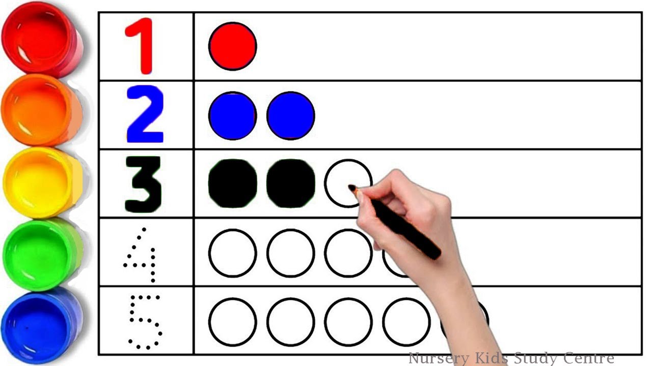 Numbers for kids | Learn to count,123 Numbers, 2d shapes drawing ...