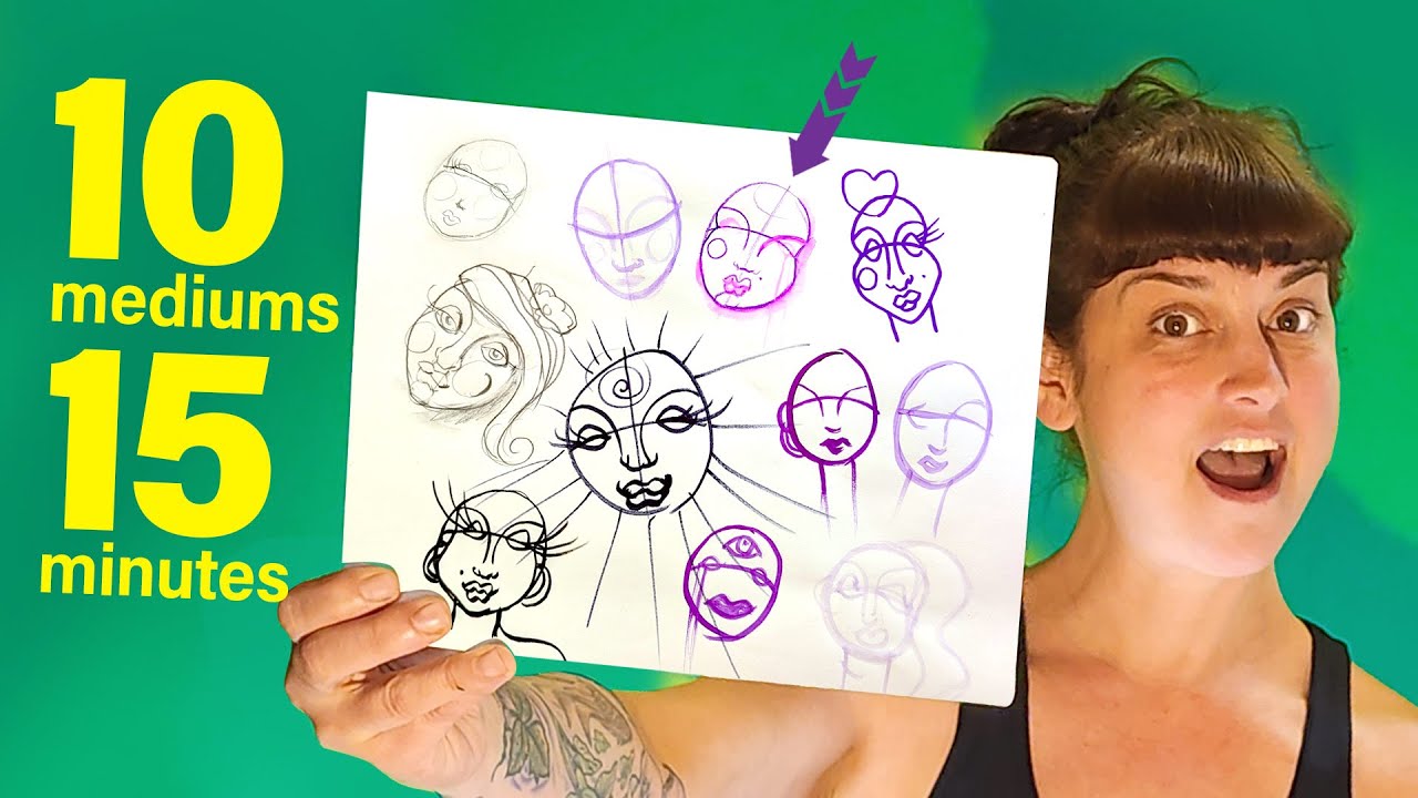 Sketching and painting heads + acrylic mediums! | Easy beginner step-by ...