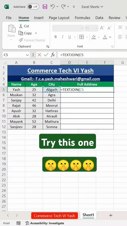 don't tell this trick ‼️try this‼️ #exceltips #excel #exceltricks #excelformula #newexcel #yash ...
