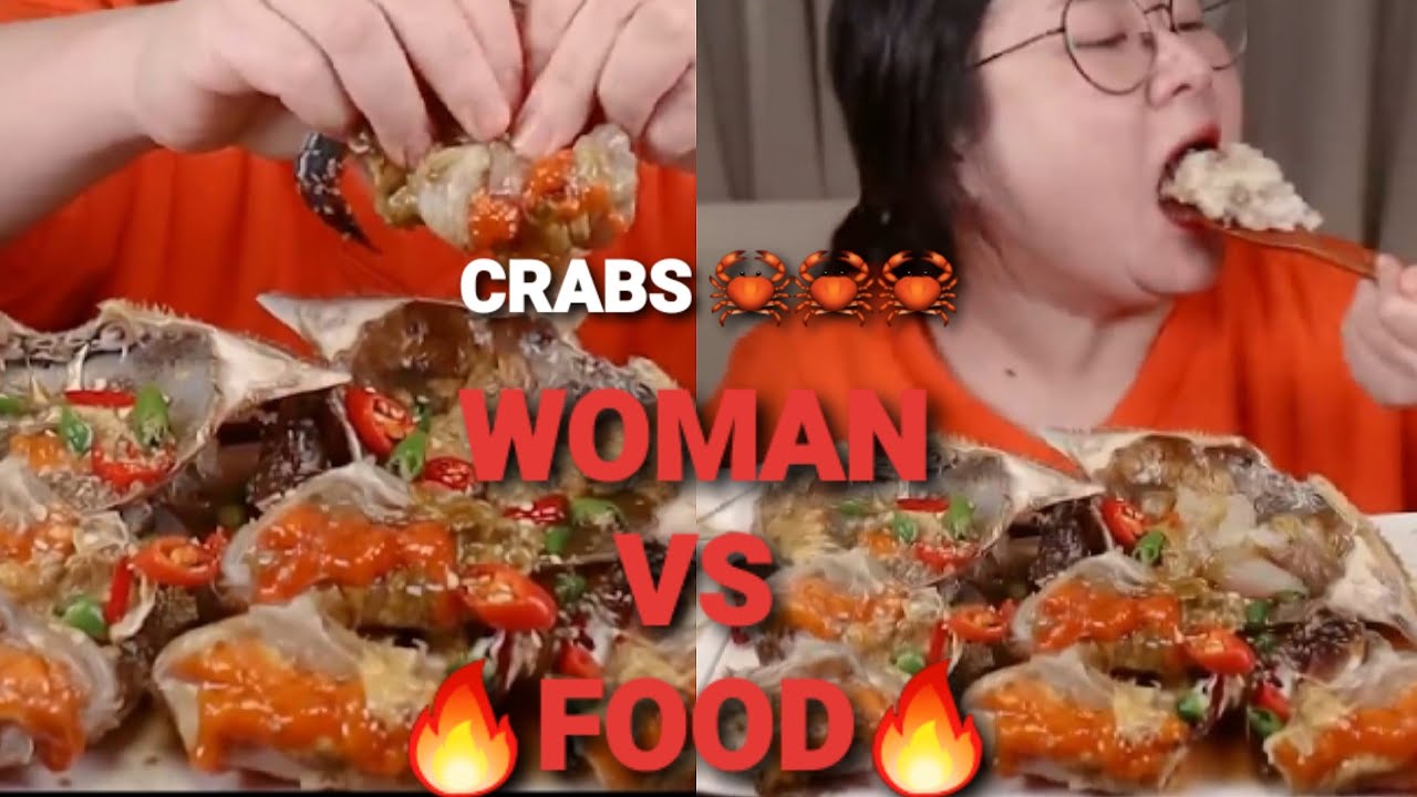 SHE'S EATING A HOT MARINATED CRABS WITH FRIED EGGS|WOMAN VS FOOD|KOREAN ...