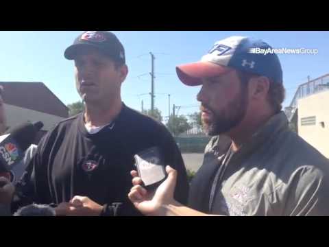 #49ers coach Jim Harbaugh introduces U.S. Army Captain Mike Viti, who ...