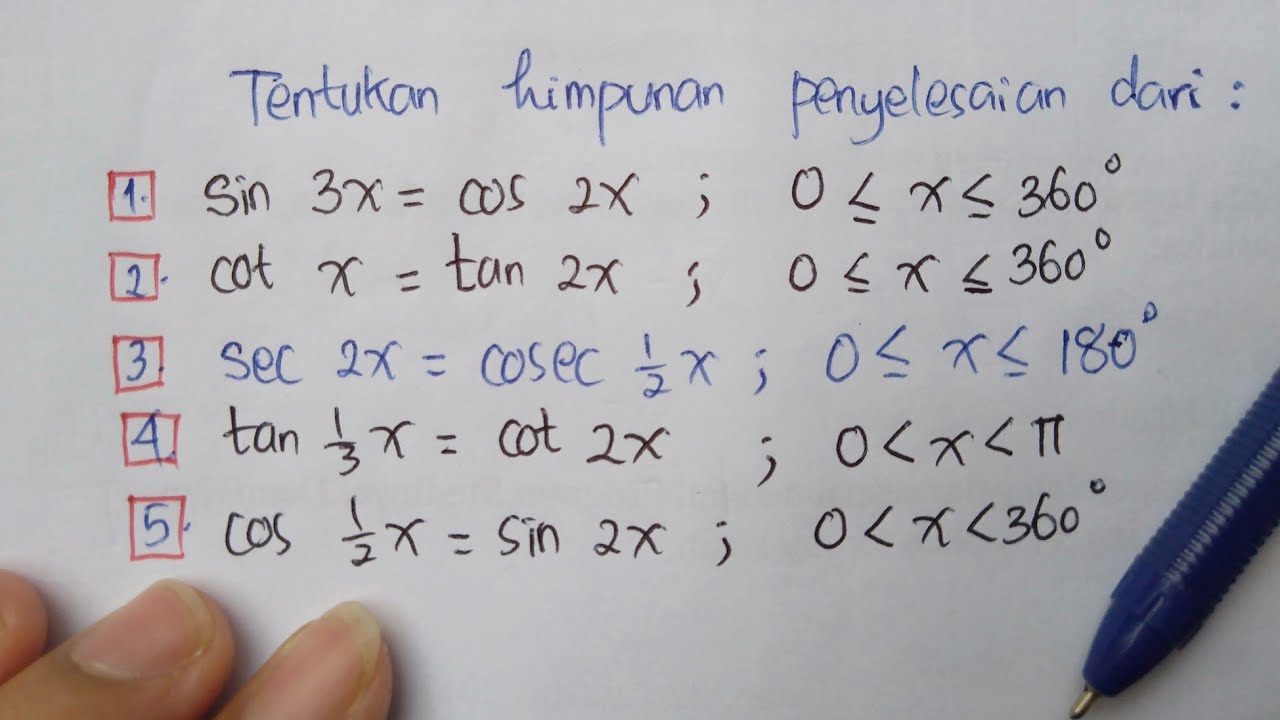 Persamaan Trigonometri: tan ax=cotan bx, sec ax=cosec bx - YouTube