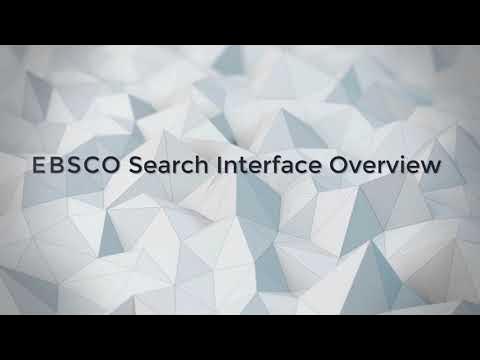 EBSCO Search Interface Overview - YouTube