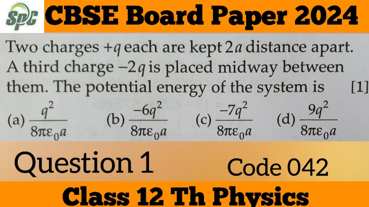 Q1 Two charges +q each are kept 2a distance apart. A third charge - 2 q ...