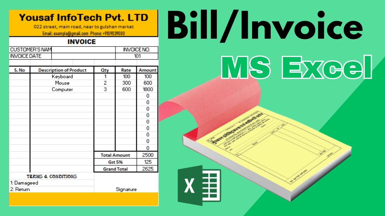 How To Make Invoice In Ms Excel Excel Me Bill Kaise Banaye How To How To Make Invoice In Ms Excel Excel Me Bill Kaise Banaye How To