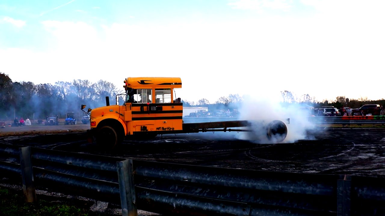 Yellow Bus in a Burnout Competition - YouTube