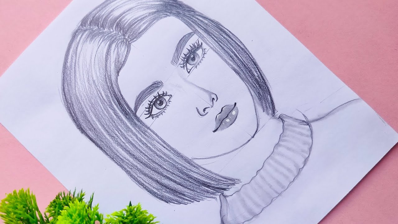 how to draw a girl with short hair - step by step / girl drawing easy ...