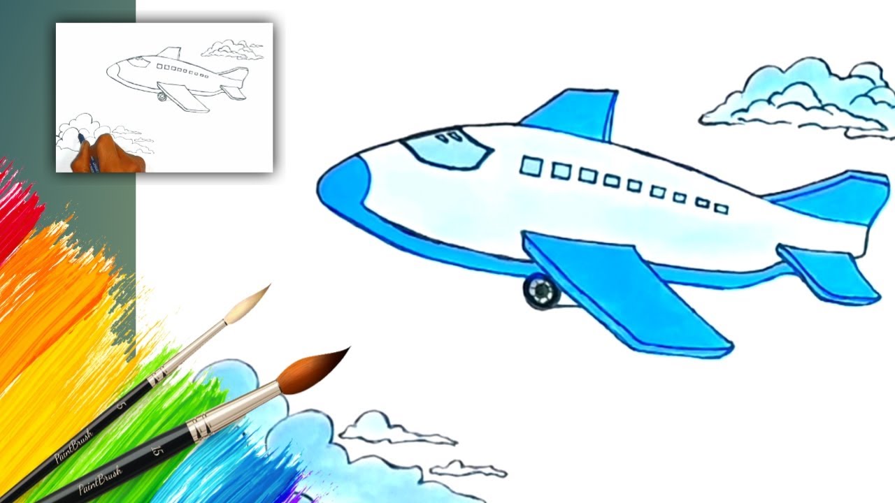 Learn to draw and color airplanes for kids || how to draw and color ...