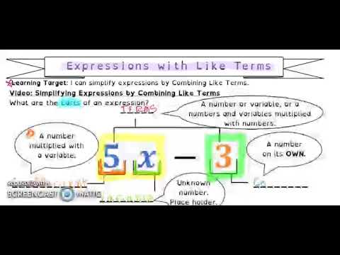 Simplifying Expressions by Combining Like Terms - YouTube