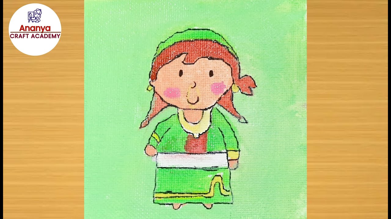 Painting of a girl with traditional pahadi dress | Uttarakhand drawing ...