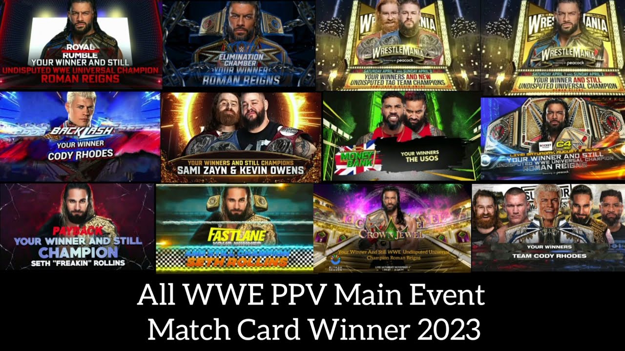 WWE All PPV Main Event Match Card Winner 2023 - YouTube