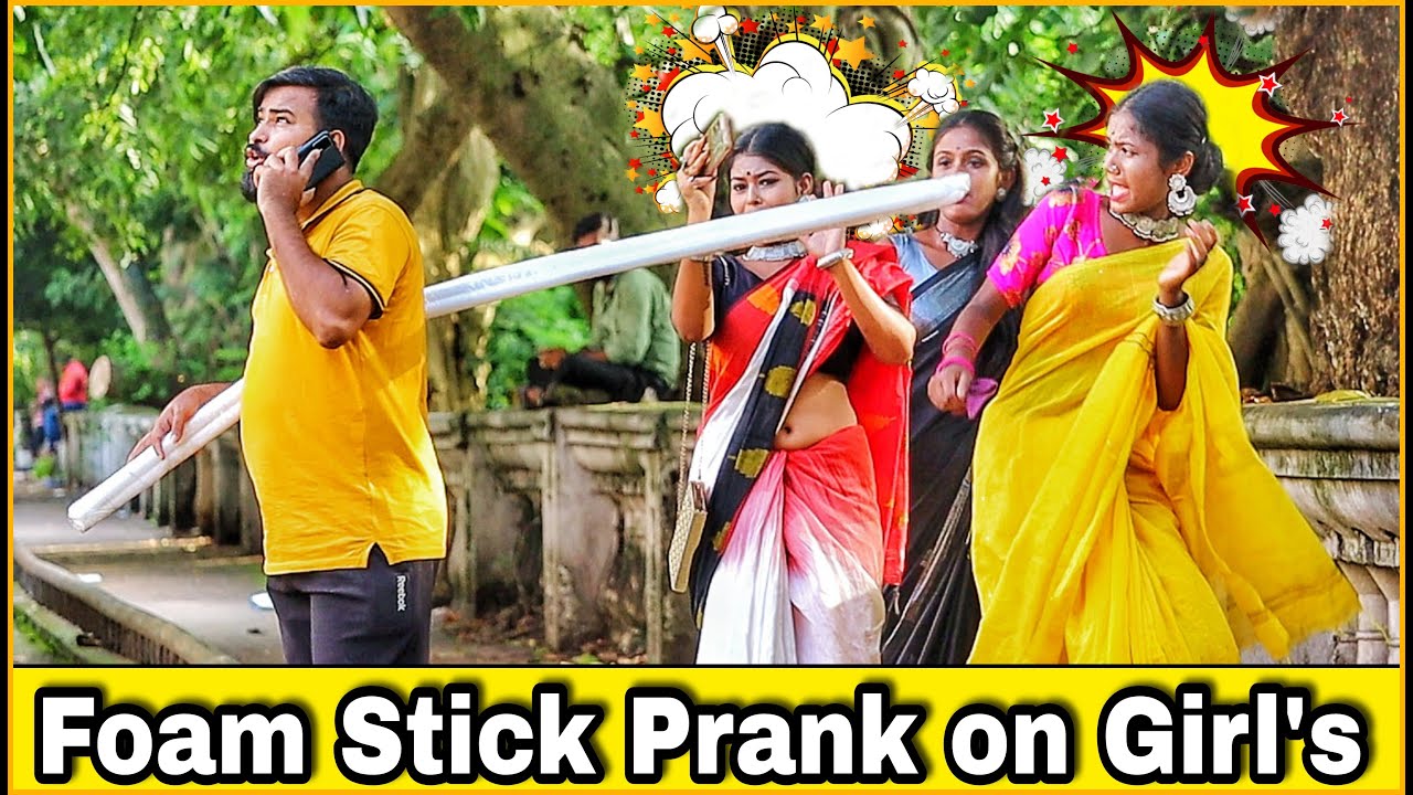Foam Stick Prank on Cute Girl's - Epic Reactions| 2023 Best Funny Prank ...