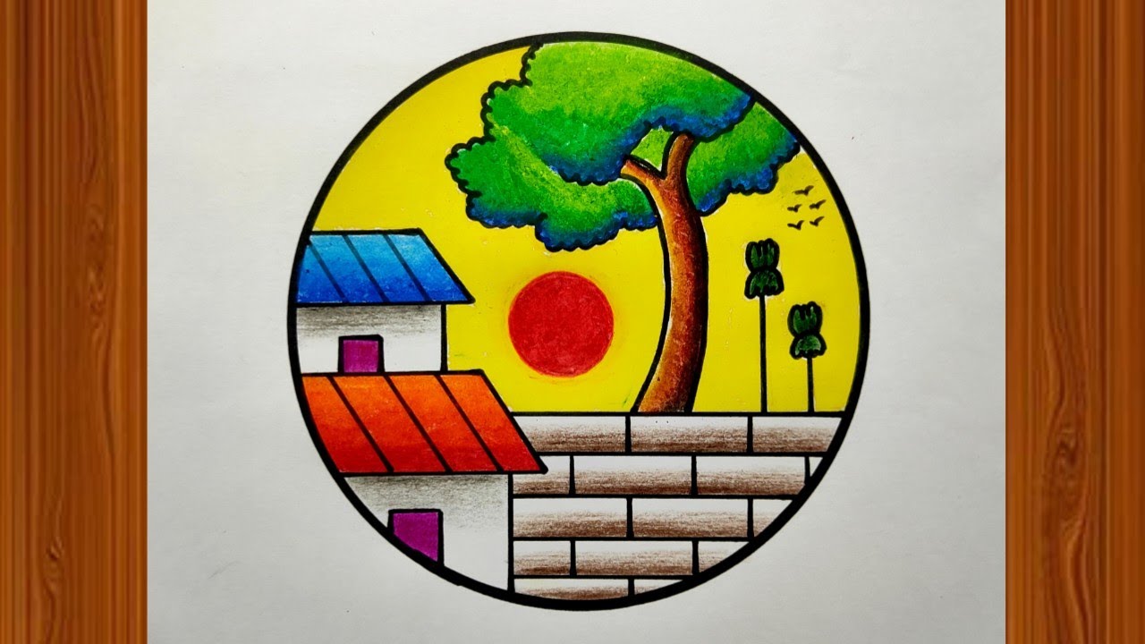 Sun shine scenery drawing / Easy drawing / Drawing - YouTube