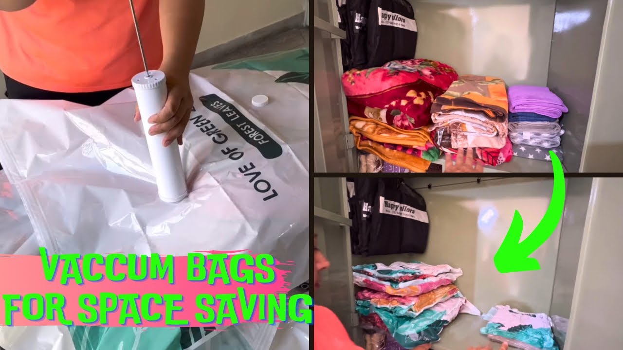 How to use vacuum bags for space saving | Thand ke kapde aayenge thodi ...