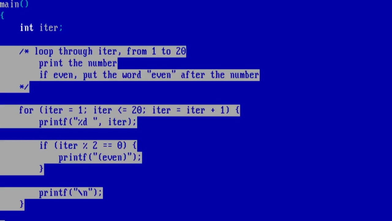 Writing FreeDOS programs in C (flow control) [bonus video] - YouTube