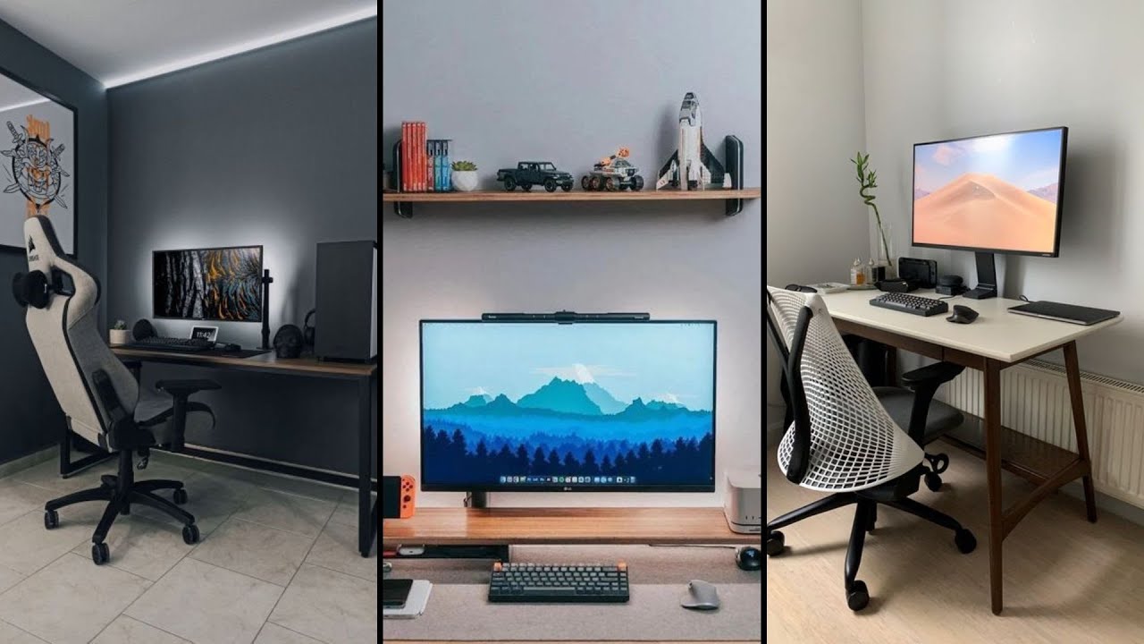 50 Setup Desk Ideas with Single Monitor | Modern Setup desk - YouTube