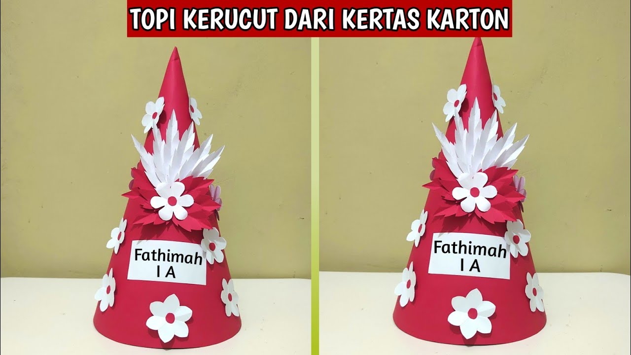 TOPI KERUCUT DARI KERTAS KARTON UNTUK MPLS / KARNAVAL || TOPI KERUCUT ...