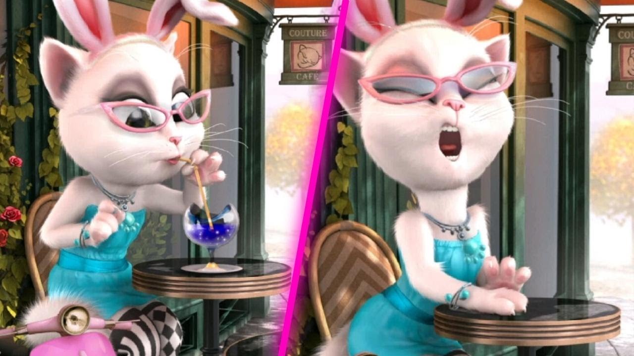 My Talking Angela Drinking Cocktail and Sneezing - YouTube
