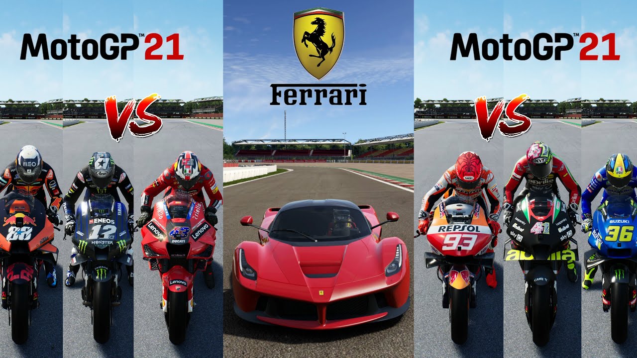 Ferrari Laferrari Challenges MotoGP 21 GP Bikes || Drag Race Rematch ...