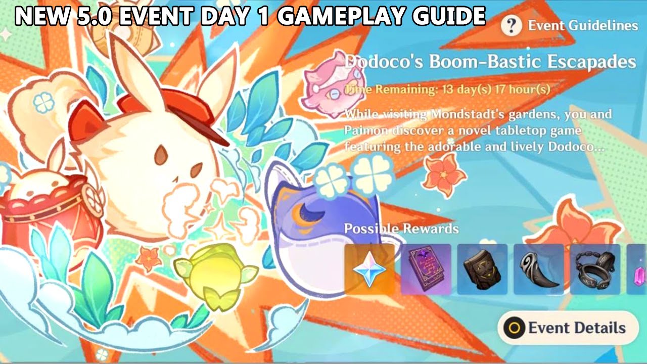 Genshin Impact Dodoco's Boom-Bastic Escapades : New 5.0 Event Day 1 ...