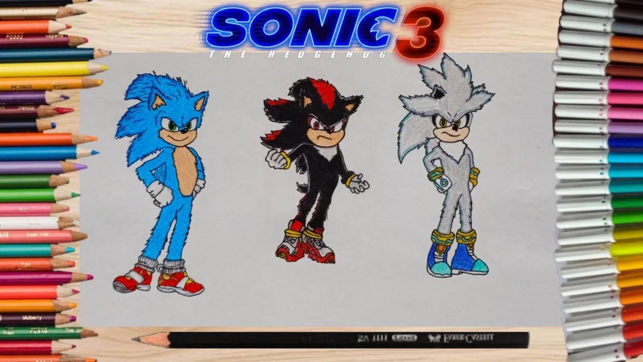 How To Draw Sonic, Silver, Shadow From Sonic The Hedgehog 3||Drawing ...