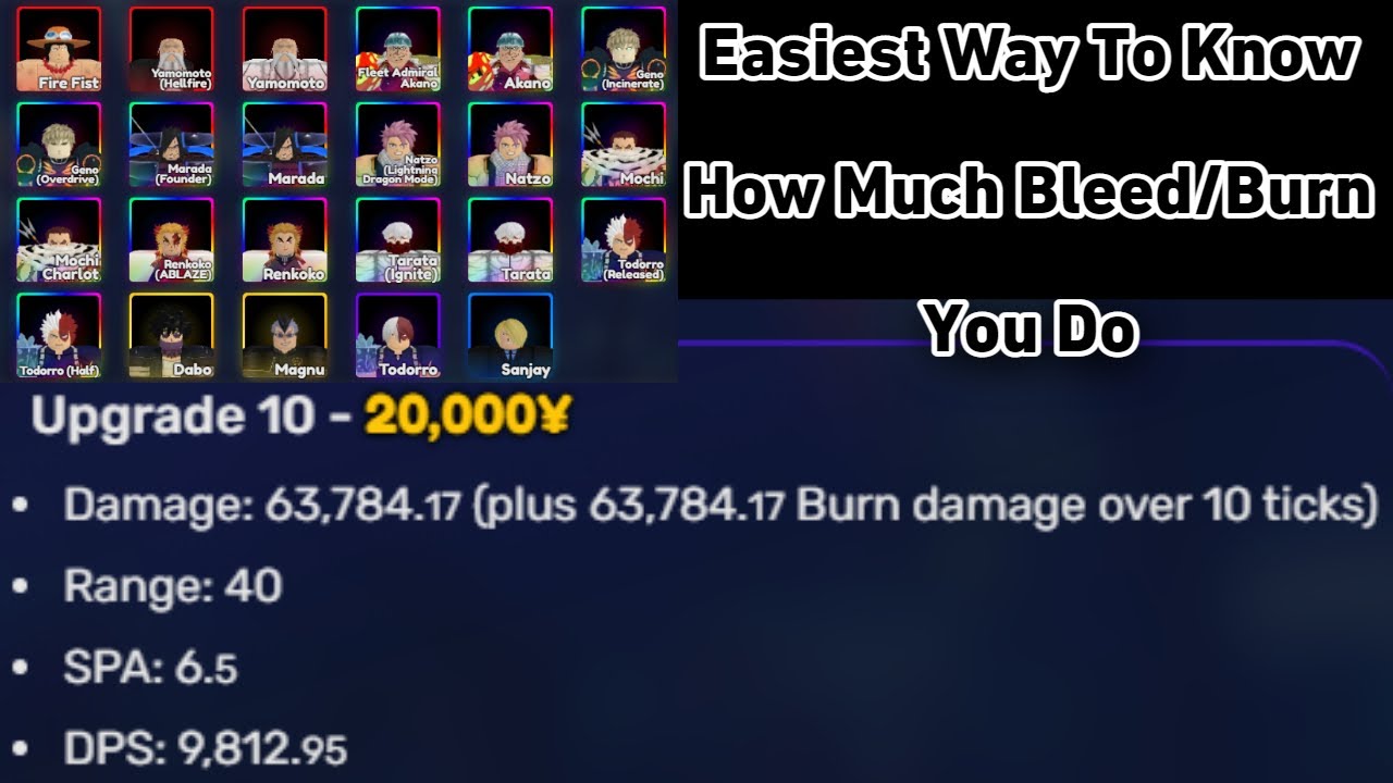 Easiest Way To Know How Much Bleed/Burn Your Units Do In Anime ...