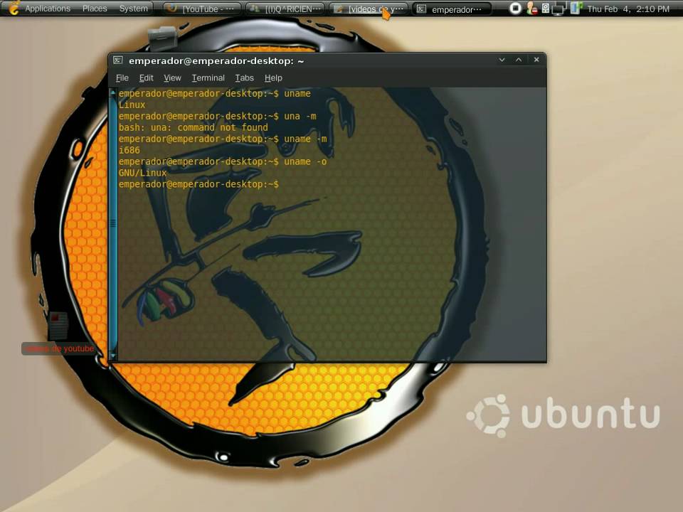 Ubuntu comando uname - YouTube
