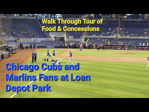 Chicago Cubs and Miami Marlins Baseball Fans Loan Depot Park - Walking Tour Stores Food Concessions