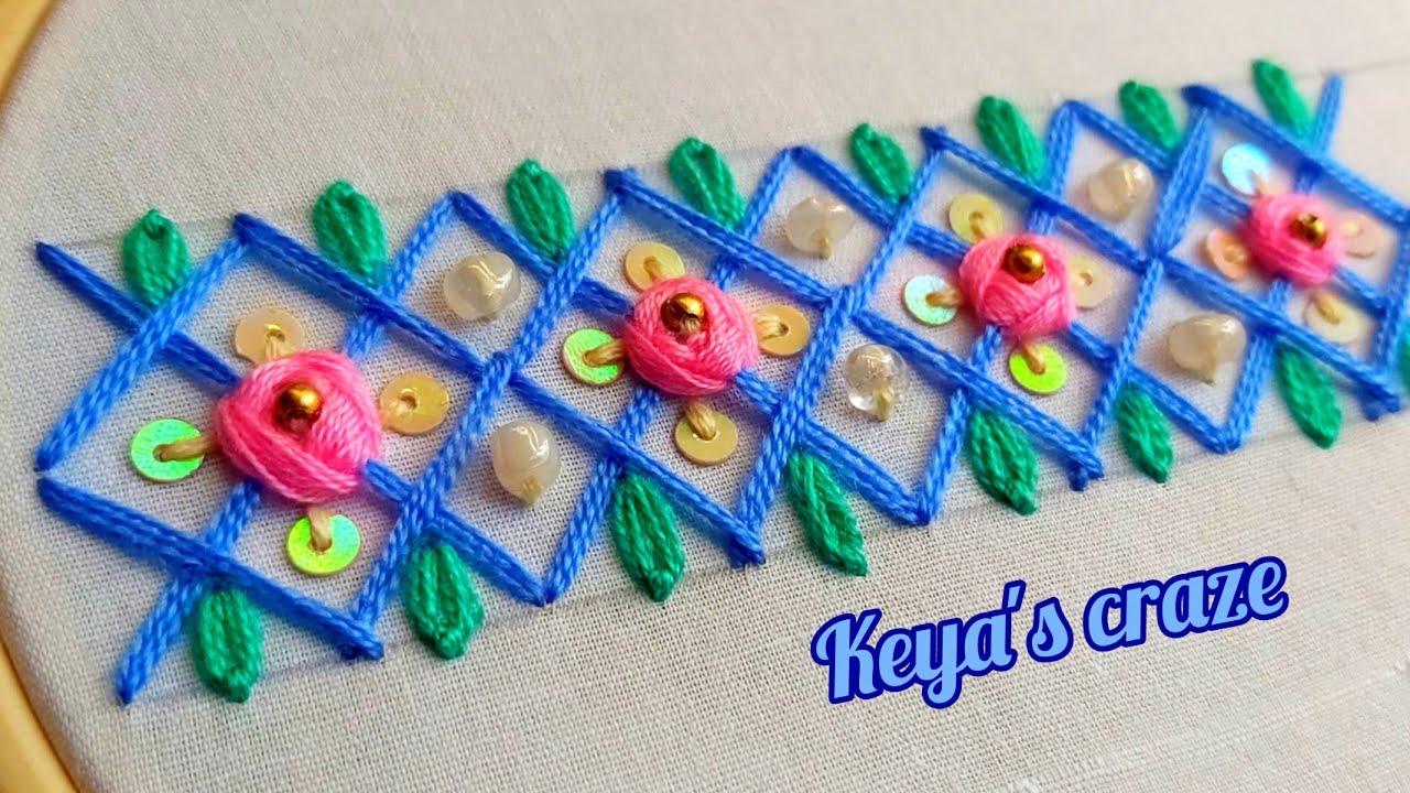 Tutorial no - 515 | Hand embroidery 2020 | New beautiful borderline ...