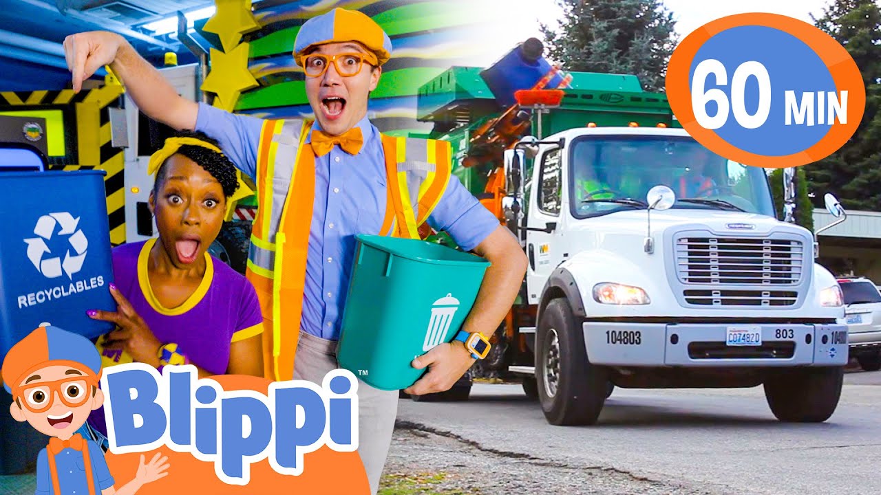 How Garbage Trucks Help! | Blippi 1 HOUR Compilation | Home Learning ...