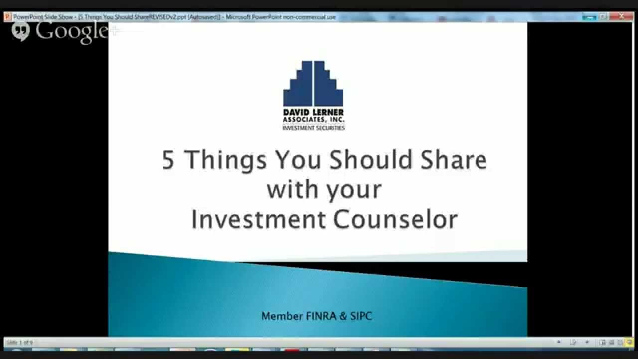 David Lerner Associates: Share Information with Your Investment ...