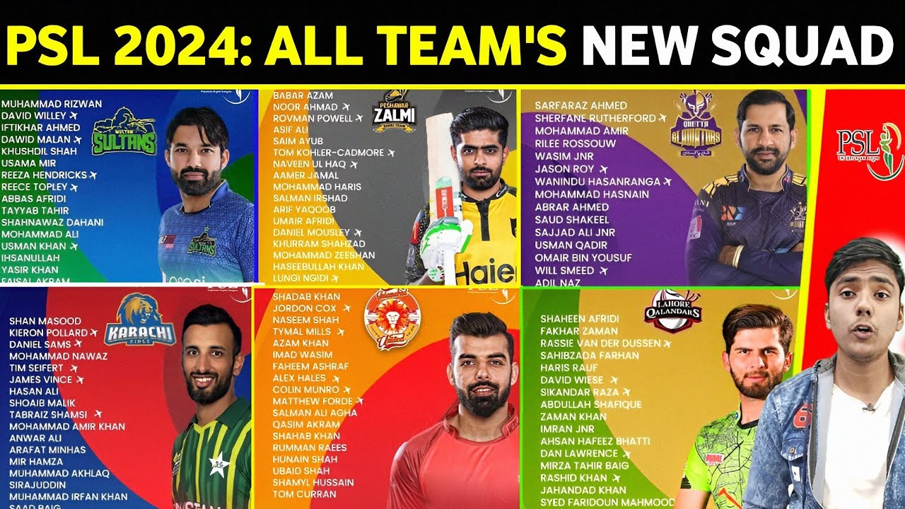 PSL 2024 All Teams New Squad | PSL 9 All teams Confirm squads | PSL 9 ...