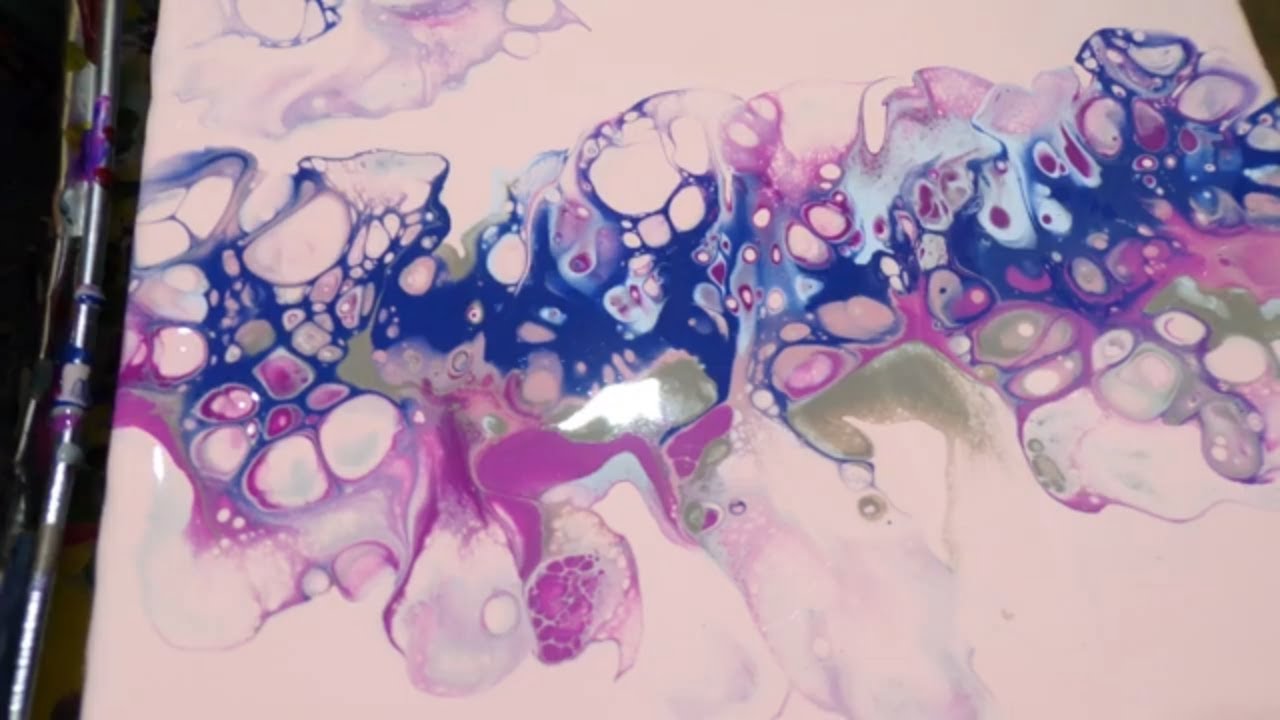 Pink & Gray Mini Leaf Blower Triptych Paint Pours | How To Paint With A ...