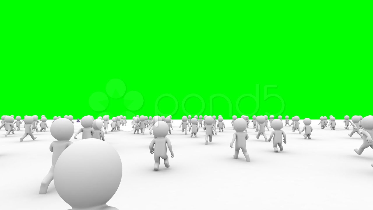 Beautiful Dynamic 3D White Cartoon Crowd Running From The Camera To ...