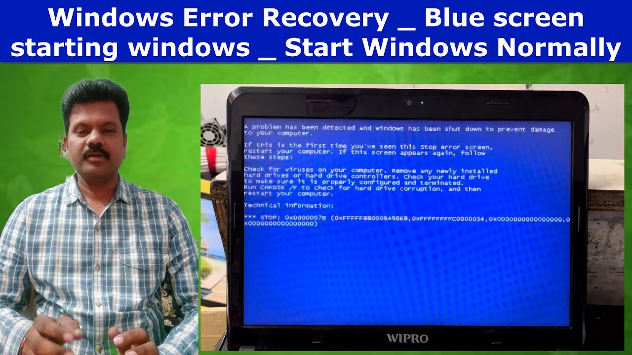 Windows Error Recovery | Blue screen starting windows | Start Windows ...