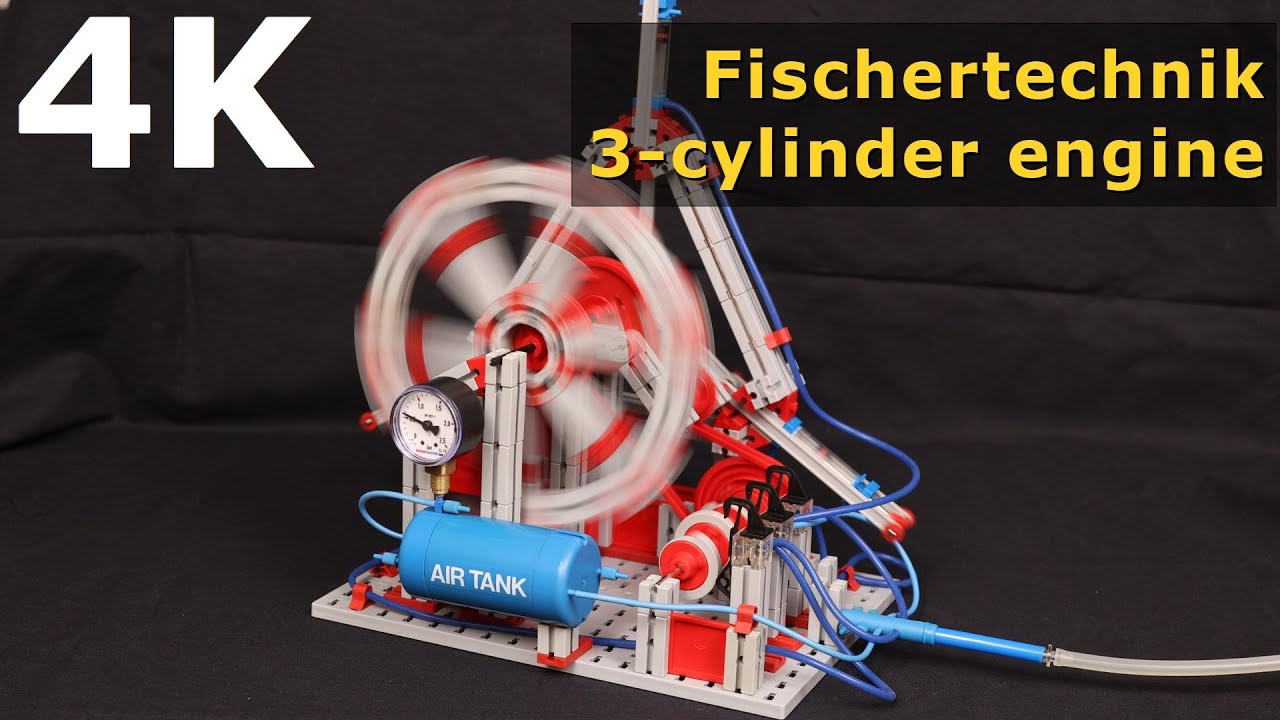 Fischertechnik 3-cylinder pneumatic engine / compressed air engine ...