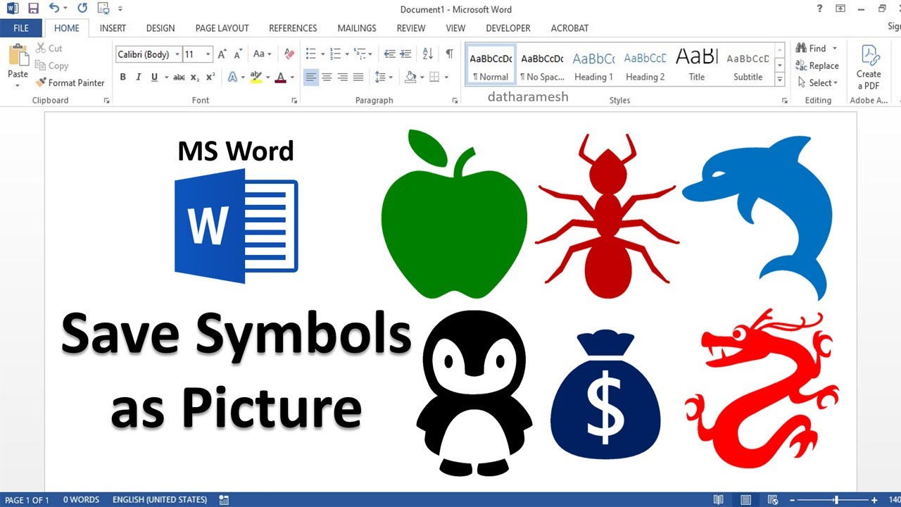 How to Save Symbols as Picture In MS Word - YouTube
