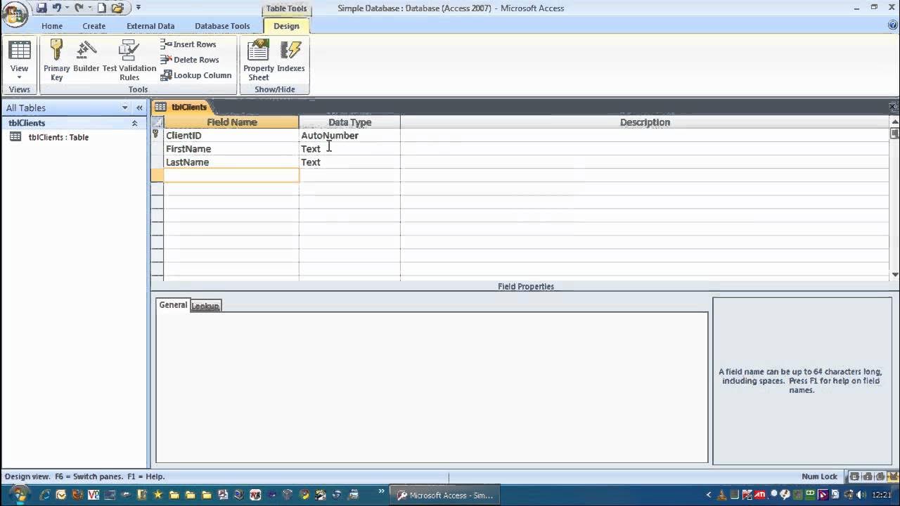 How to create a Microsoft Access table - YouTube