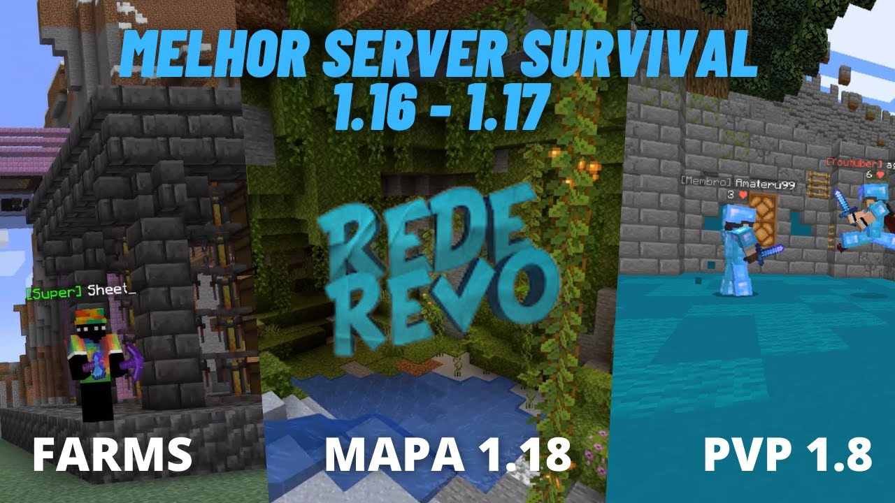 MELHOR SERVER SURVIVAL 1.14 - 1.19 JAVA E BEDROCK (ECONOMIA, FARMS E ...