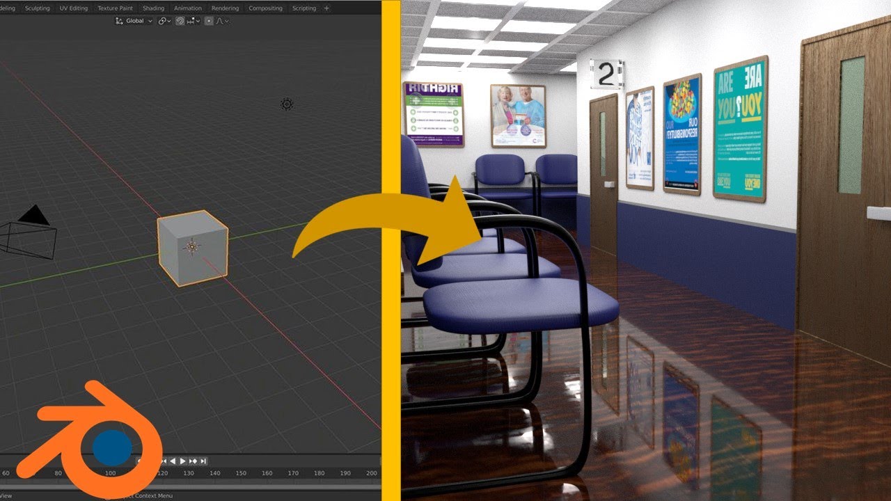 Hospital Corridor build (photorealistic) - Blender - YouTube