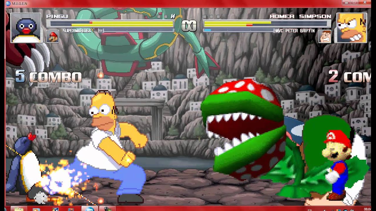 Mugen Pingu and SuperMario64 vs Homer Simpson and Peter Griffin - YouTube