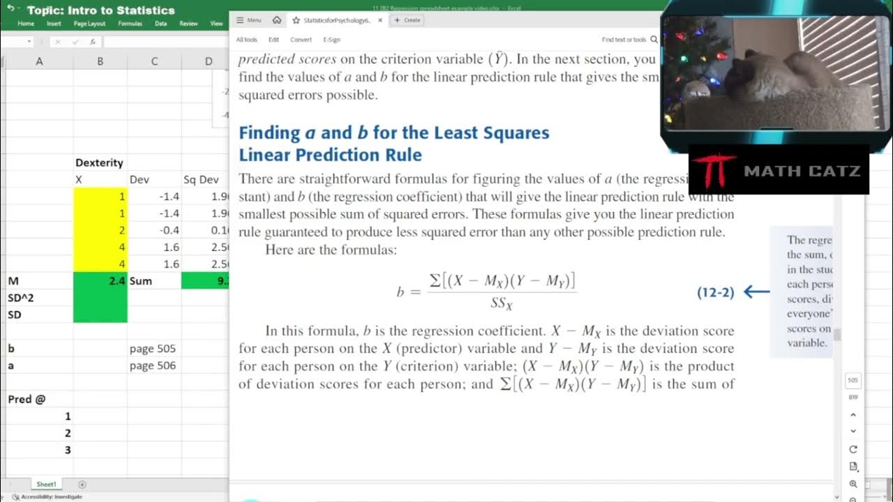 11 B2 Regression spreadsheet example - YouTube
