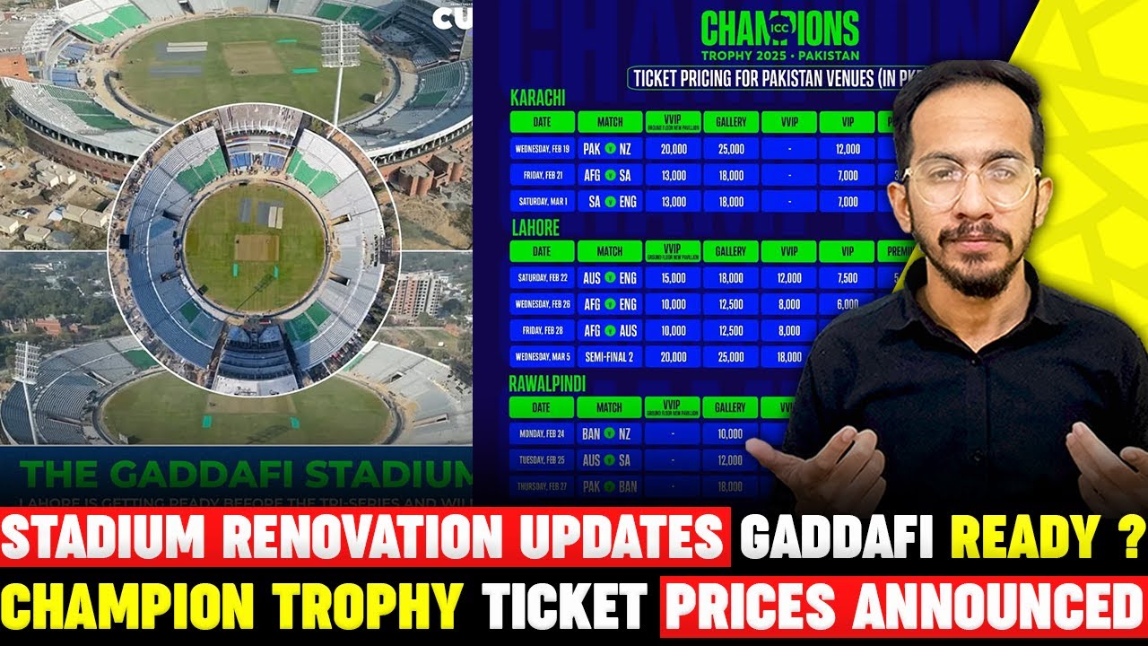champion trophy ticket prices announced 😳 | Pak stadium renovation ...