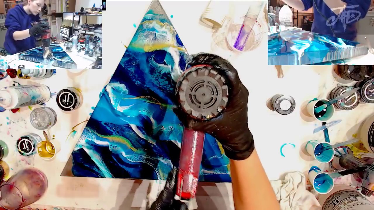 second layer resin pour - triangle and transparents - YouTube