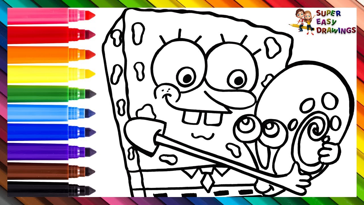 Drawing and Coloring SpongeBob and Gary the Snail 🧽 ️🐌🌊 Drawings for ...