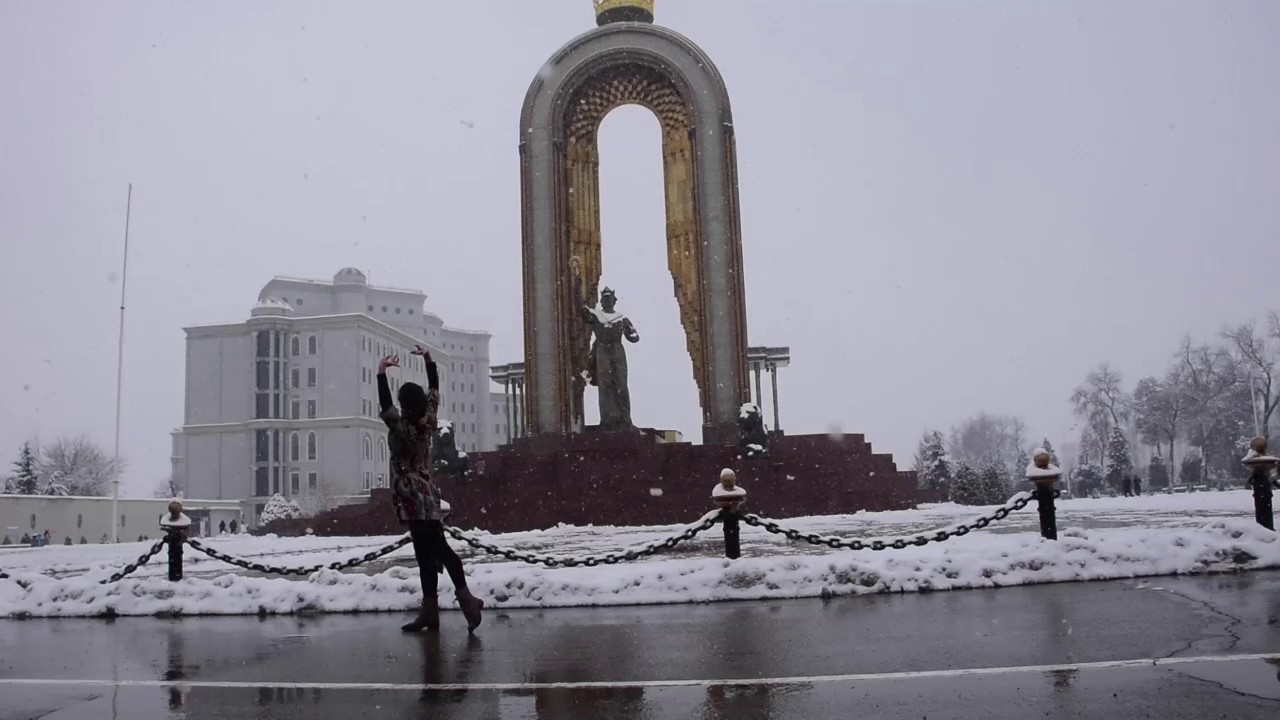 Dancing in the snow at the Ismoili Somoni monument by Tara Pandeya ...