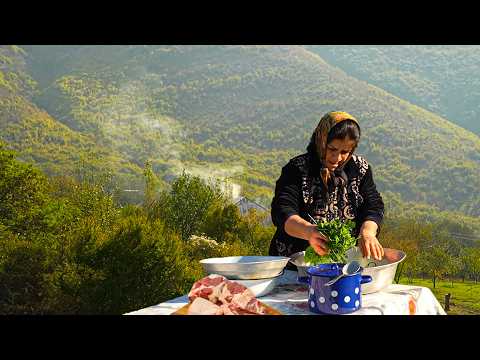 1 Hour of Cooking in Azerbaijani Mountains I Traditional Food in the Village