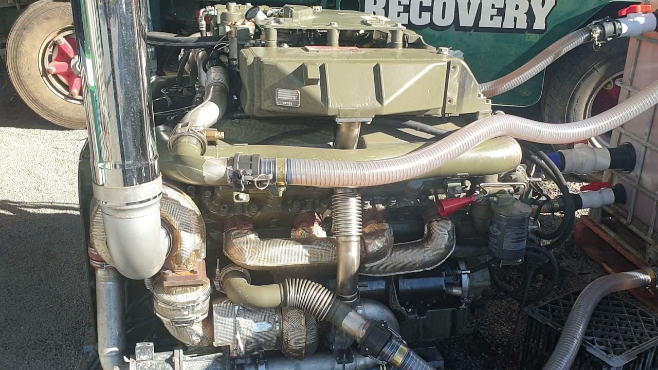 Quad turbo Mack E9 tank engine walk around - YouTube